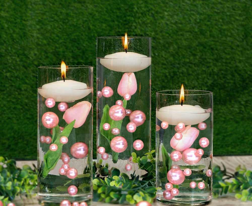 100 Floating Blush Light Pink Pearls and Matching Gems-Shiny-Jumbo ...
