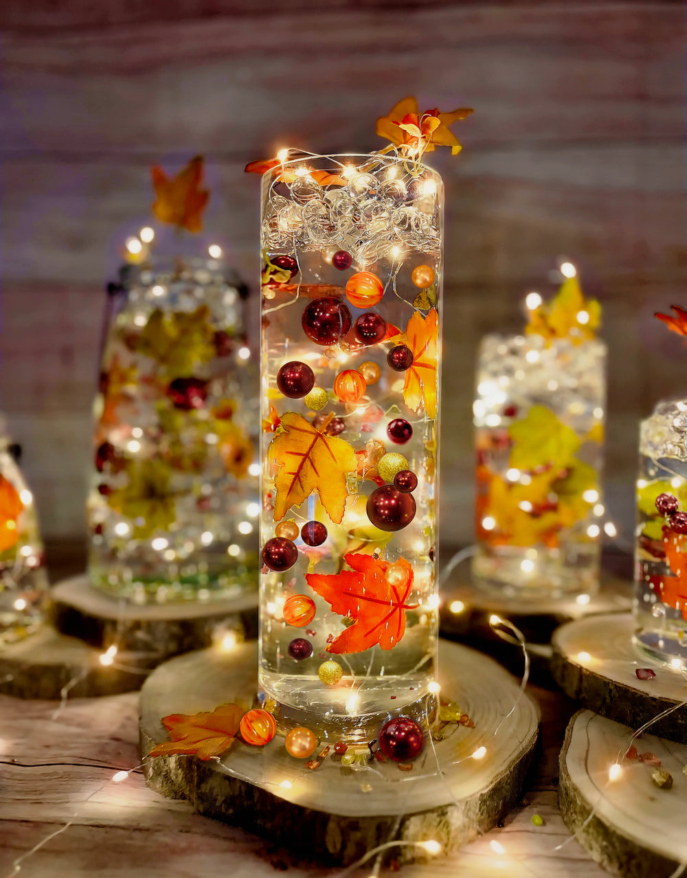 50 Floating Realistic Fall Leaves, Mums, Pumpkin Gems-Pearls-Fills 1 G ...