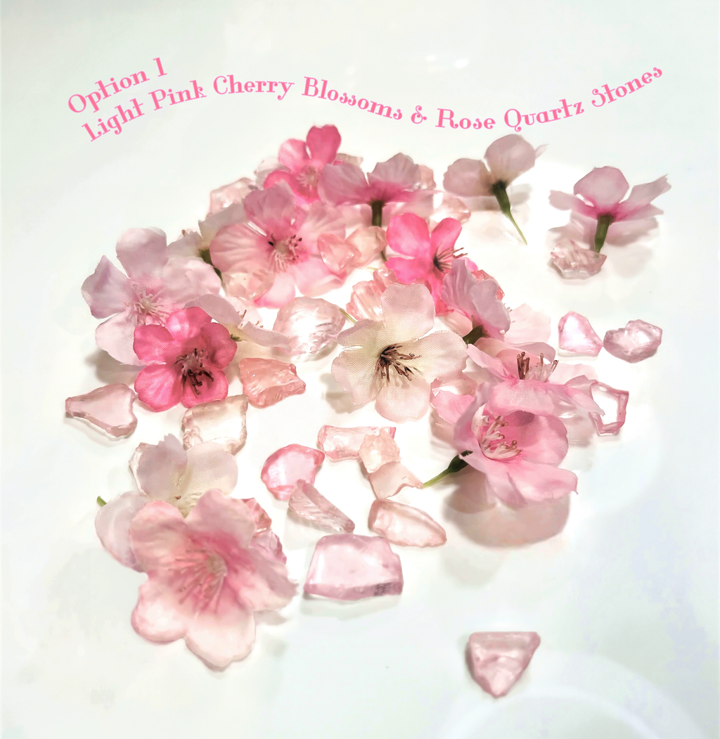 50-60 Floating Pink Cherry Blossoms-Pink Sea Glass & Pearls-Fills 1 Ga ...