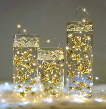50 Floating Gold Stars-Sparkling- Large Sizes- Fills 1 Gallon of the T ...