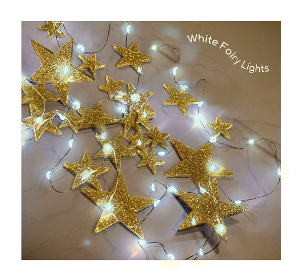 50 Floating Gold Stars-Sparkling- Large Sizes- Fills 1 Gallon of the T ...