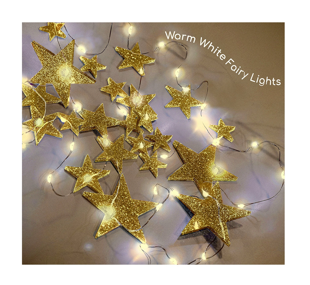50 Floating Gold Stars-Sparkling- Large Sizes- Fills 1 Gallon of the T ...
