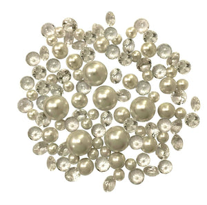 100 Floating Ivory Pearls and Ivory Gems - Large Sizes - Fills 2 Gallo ...