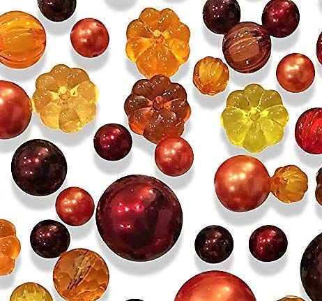 60 Floating Glowing Pumpkin Gems Pearls Fall Thanksgiving Vase Table ...