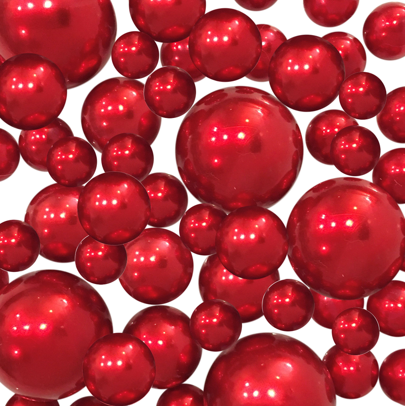 75 Floating Red Pearls-Shiny-Jumbo Sizes-1 Pk Fills 1 Gallon of Gels f ...