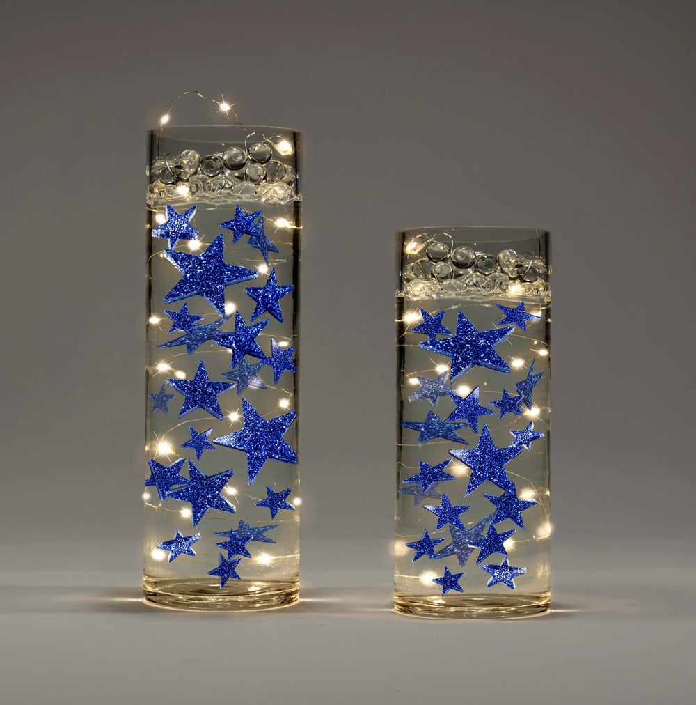50 Blue Floating Stars-Sparkling Large Size-Fills 1 Gallon for Your Va ...