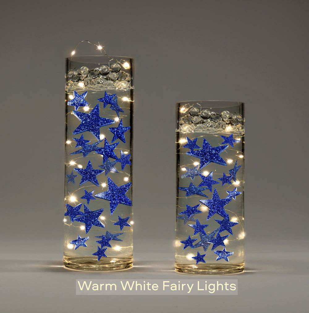 50 Floating Blue Stars-Glitter-1 Pk Fills 1 Gallon for Your Vases-Incl ...