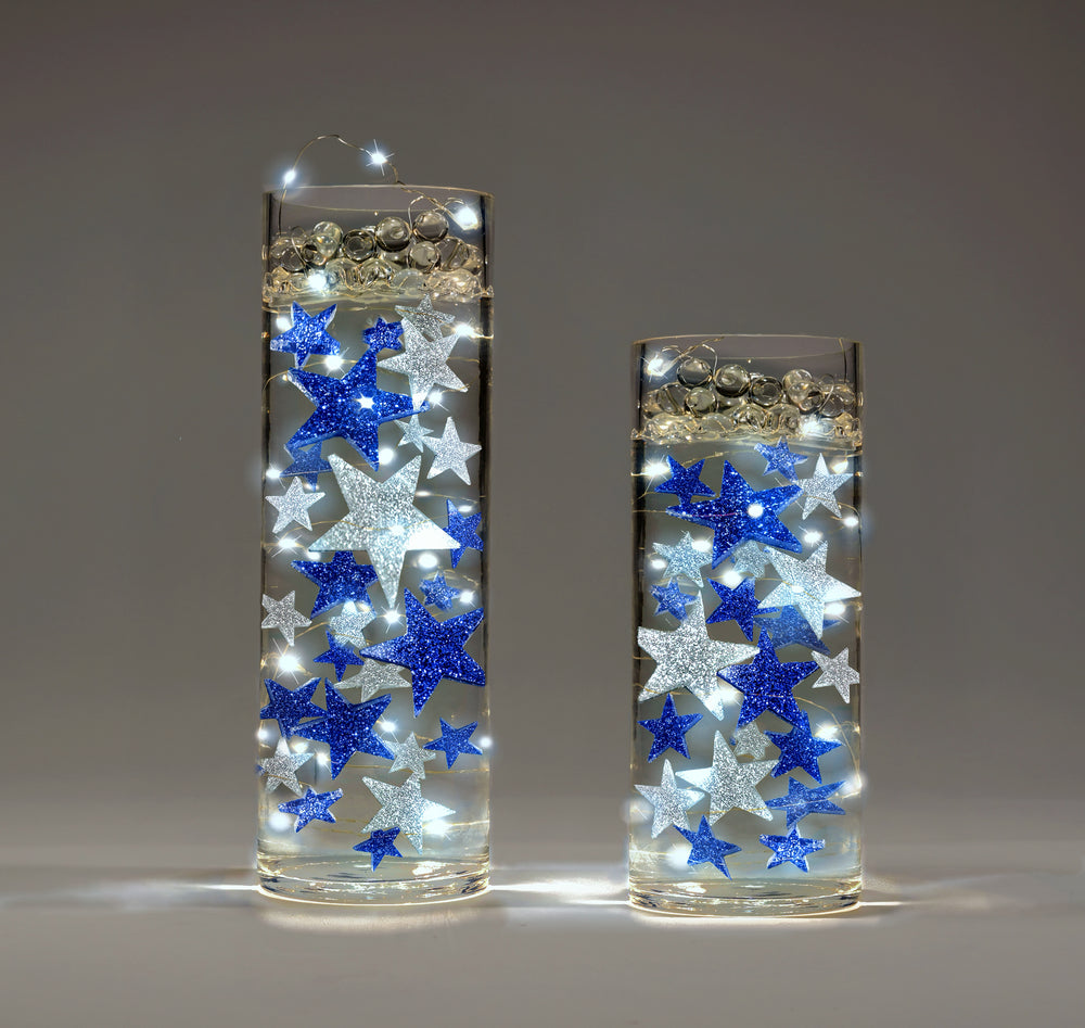 50 Blue Floating Stars-Sparkling Large Size-Fills 1 Gallon for Your Va ...