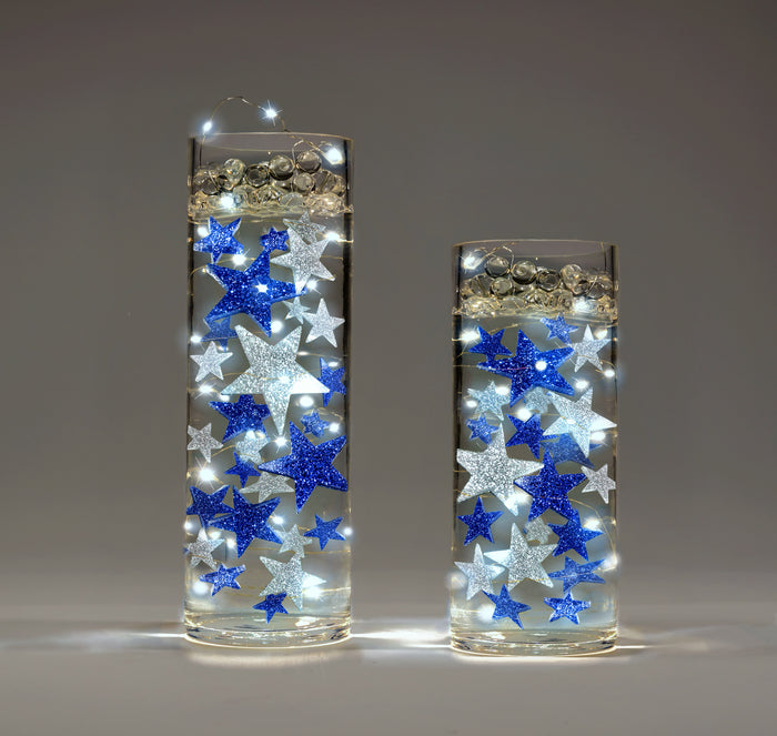 50 Blue Floating Stars-Sparkling Large Size-Fills 1 Gallon for Your Va ...
