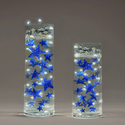 50 Blue Floating Stars-Sparkling Large Size-Fills 1 Gallon for Your Va ...