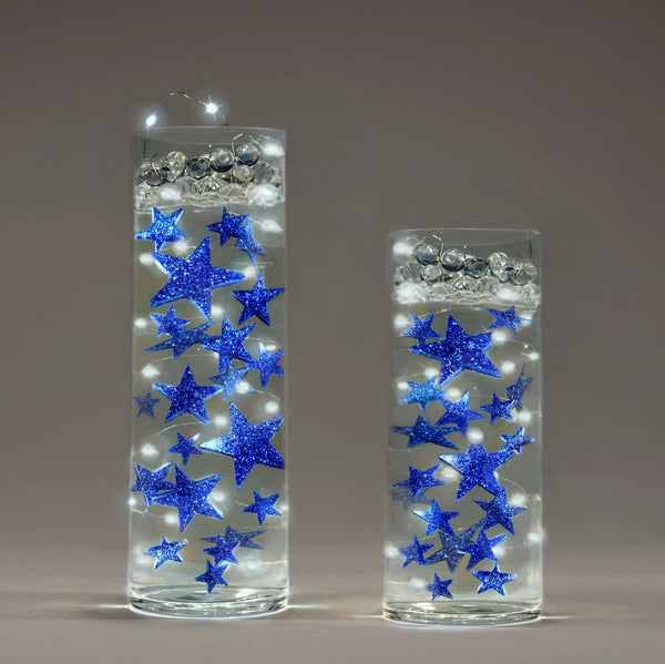 50 Blue Floating Stars-Sparkling Large Size-Fills 1 Gallon for Your Va ...