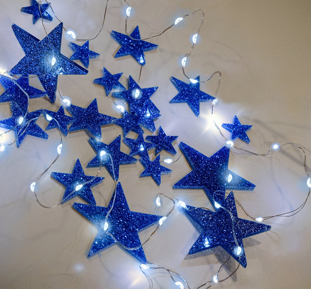 50 Blue Floating Stars-Sparkling Large Size-Fills 1 Gallon for Your Va ...