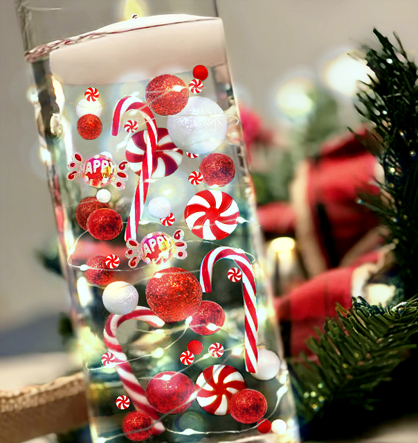 Floating Christmas Candyland: Candy Canes, Peppermints with Red & White ...