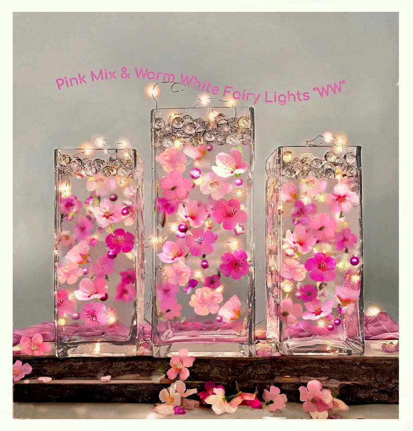 60 Floating Pink Cherry Blossoms-Pebbles-Pearls-Fills 1 Gallon of the ...