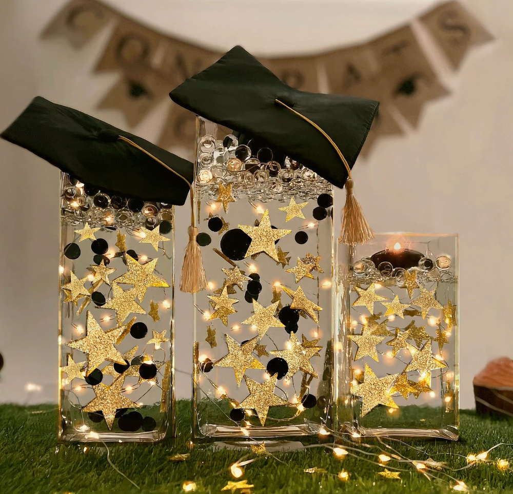 50 Floating Gold Stars- Sparkling- Large Sizes- Fills 1 Gallon of the ...