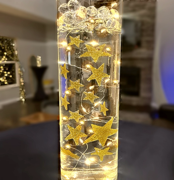 50 Floating Gold Stars-Large Sizes-Sparkling-Fills 1 Gallon of Transpa ...