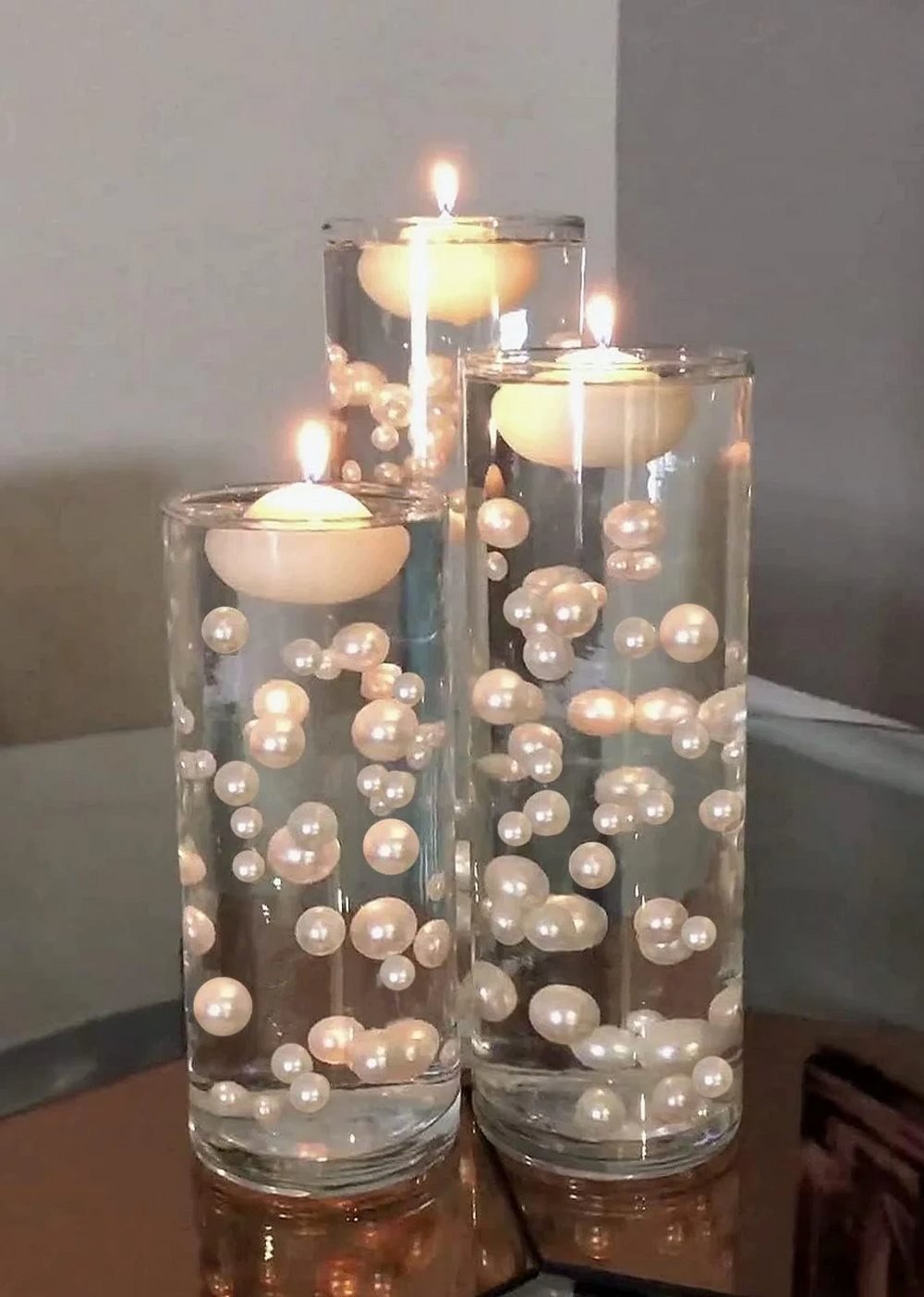 100 Floating Ivory Pearls with Sparkling Ivory Gems- Large Sizes- Opti ...