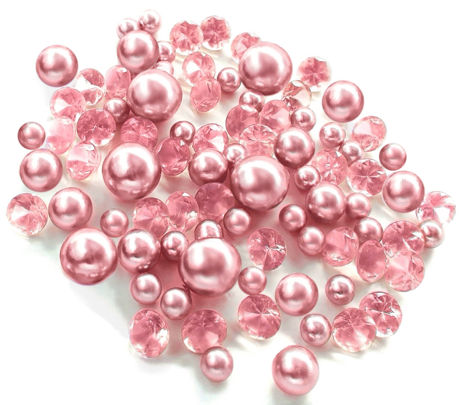 100 Floating Blush Light Pink Pearls and Matching Gems-Shiny-Jumbo ...