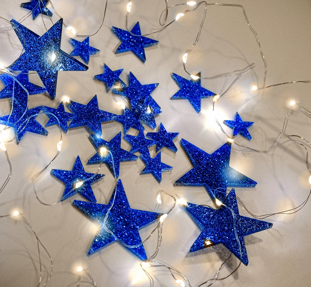 50 Floating Blue Stars-Glitter-1 Pk Fills 1 Gallon for Your Vases-Incl ...