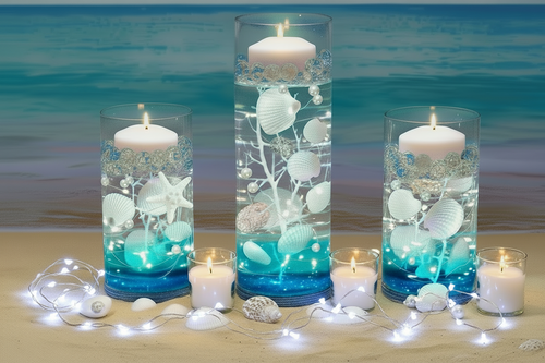 75 Floating White Seashells and a Few Mixed- Coral Reef- Pearls- Aqua ...