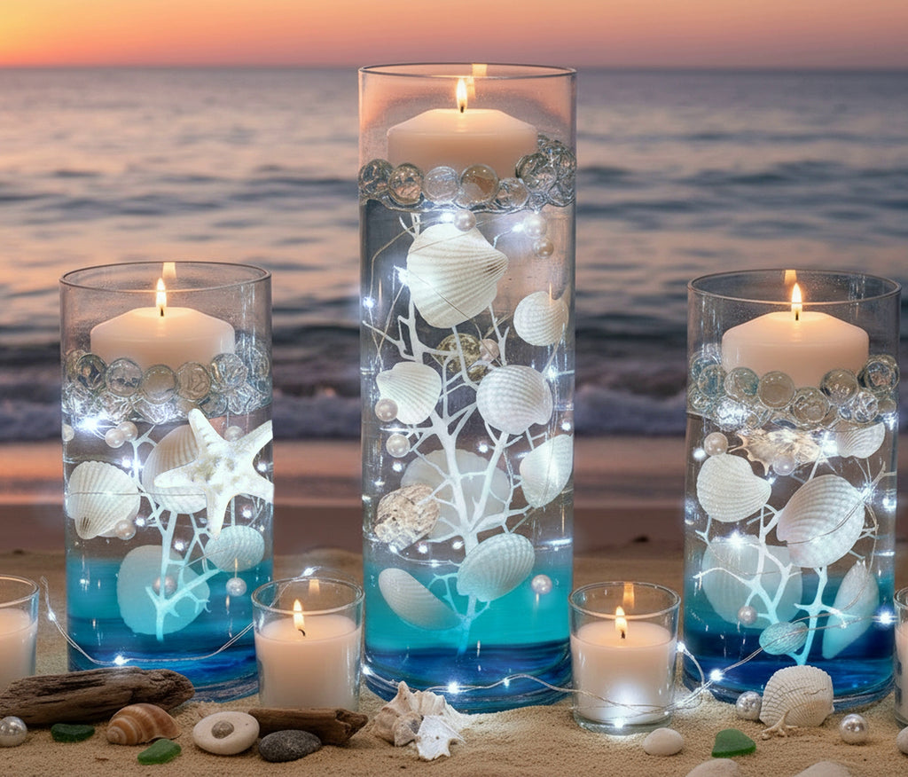 75 Floating Seashells White with a Few Mixed- Coral Reef- Pearls- Aqua ...