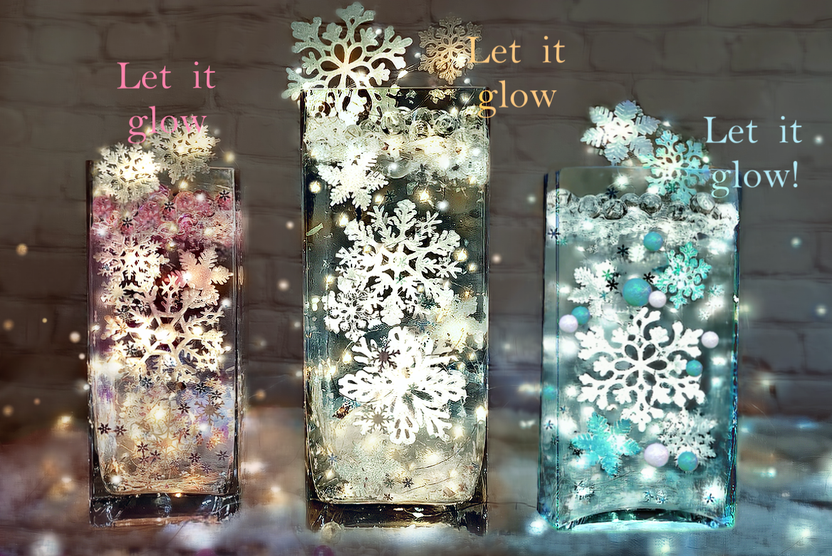 50 White Floating Snowflakes & Pearls - Fills 4 Medium Size Vases (not ...