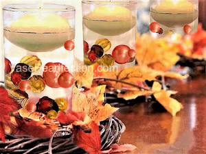60 Floating Glowing Pumpkin Gems Pearls Fall Thanksgiving Vase Table ...