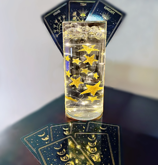 50 Floating Gold Stars-Sparkling-Large Sizes-Fills 1 Gallon of the Tra ...