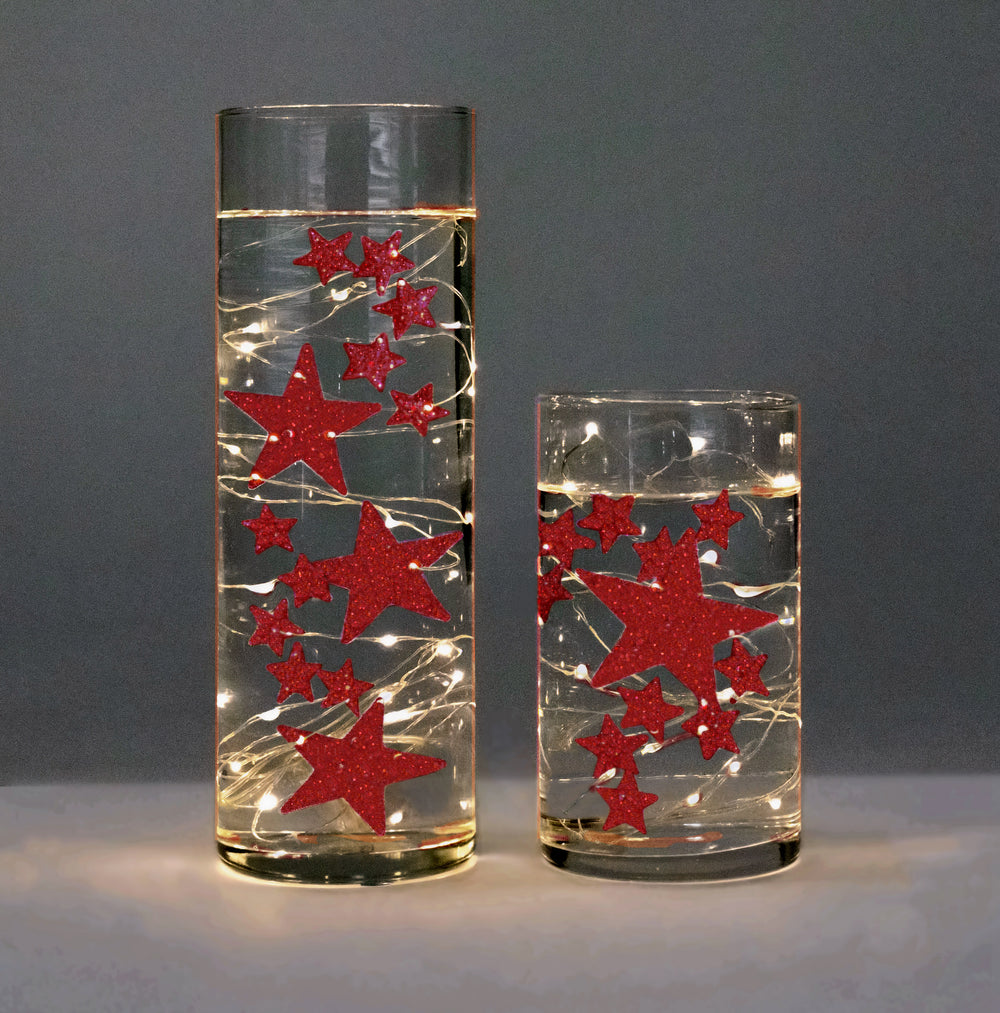 Floating Red Stars-Sparkling Large Sizes-Fills 1 Gallon for Your Vases ...