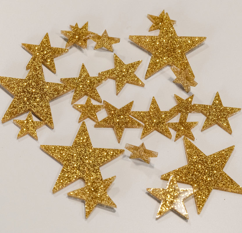 Floating Glowing Gold Stars-Large Sizes-Fills 1 Gallon of Floating Sta ...