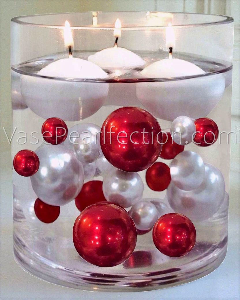 75 Floating Red Pearls-Shiny-Jumbo Sizes-1 Pk Fills 1 Gallon of Gels f ...