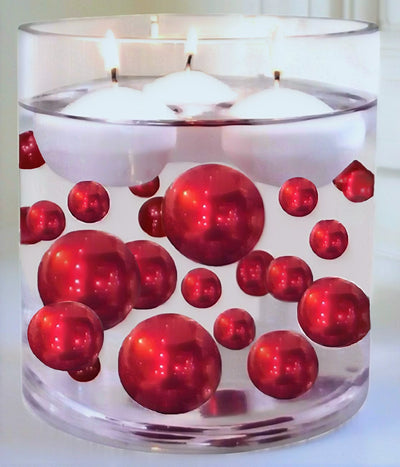 120 Floating Red Pearls with Matching Gem Accents Vase Fillers ...